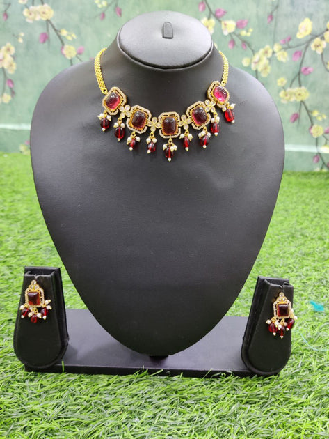 Kempu Jewellery Set 7APR10E – Jabita's Choice